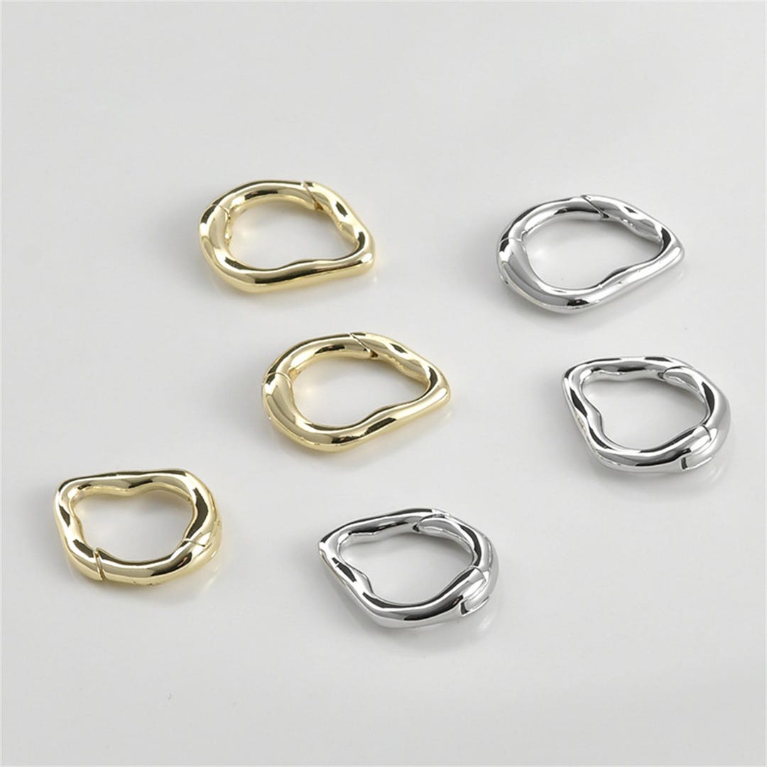 14K Gold Plated Irregular Push Gate Clasp, Gold Tone Oval Clasp, Push ...