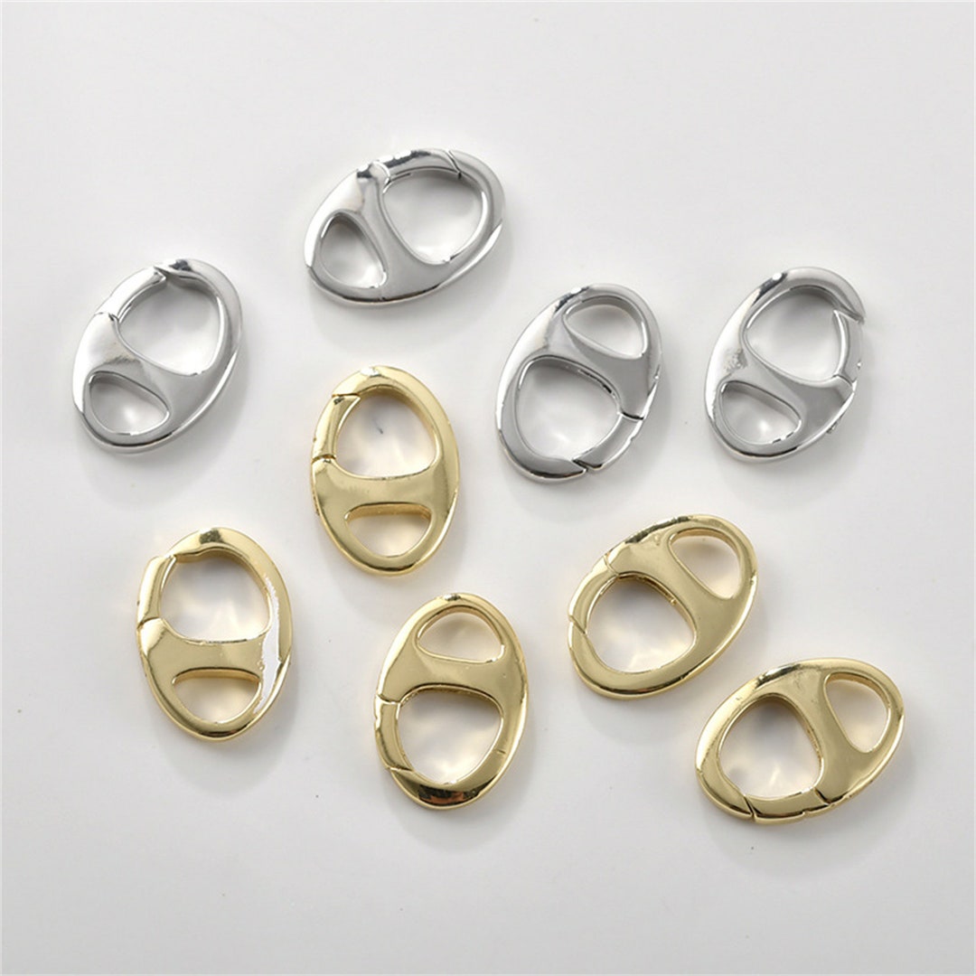 14K Gold Plated Oval Clasps, Push Gate Clasp, Oval Hinged Clasp, Push Clasps, Spring Gate Clasp ...