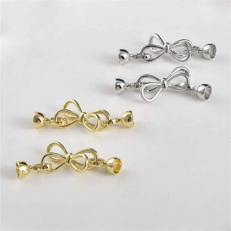 14K Gold Plated Pearl Clasp With Cord End Cap, Gold Tone Pearl Clasp ...