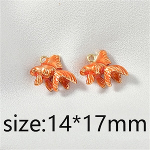 18K Gold Plated Red Enamel Goldfish Charm Pendant, Fish Bracelet ...