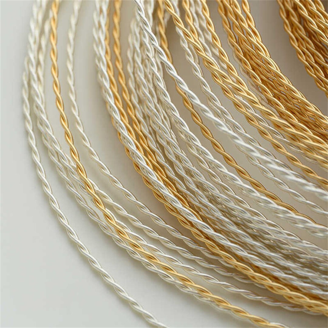14K Gold Plated Twisted Wires, Gold Tone Texture Wires Hard Wire for ...
