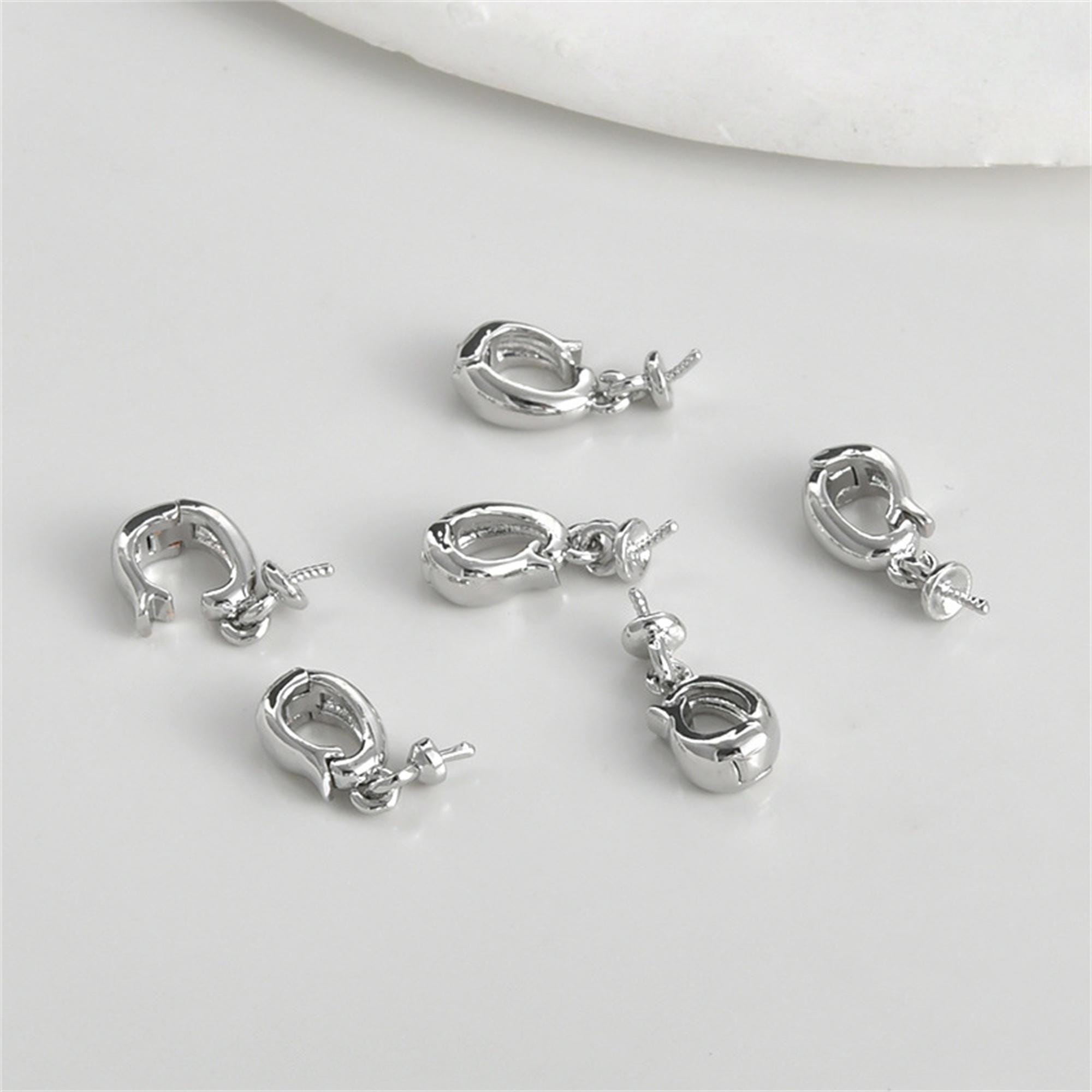 14K Gold Plated Oval Clasps, Push Gate Clasp, Oval Hinged Clasp, Push ...