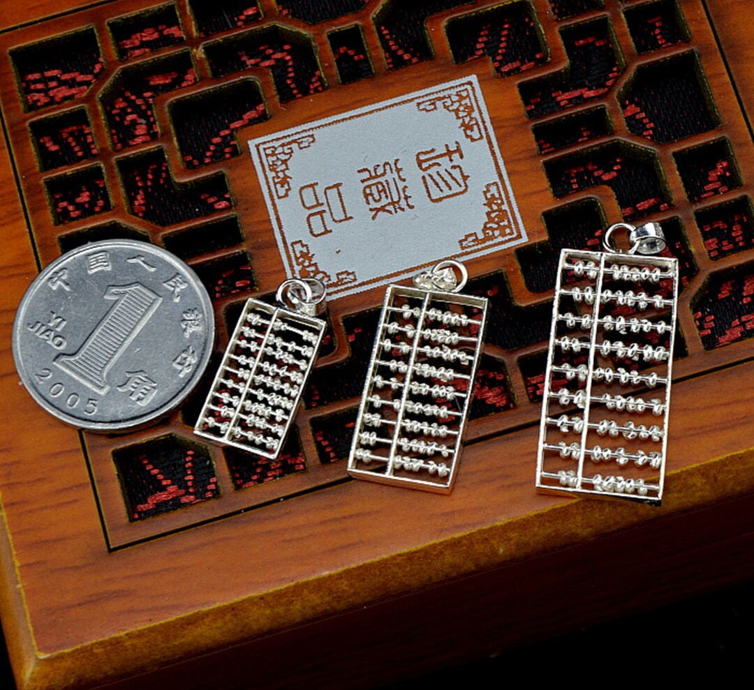 Sterling Silver Abacus Charm Pendant, Calculator Bracelet, Counting ...