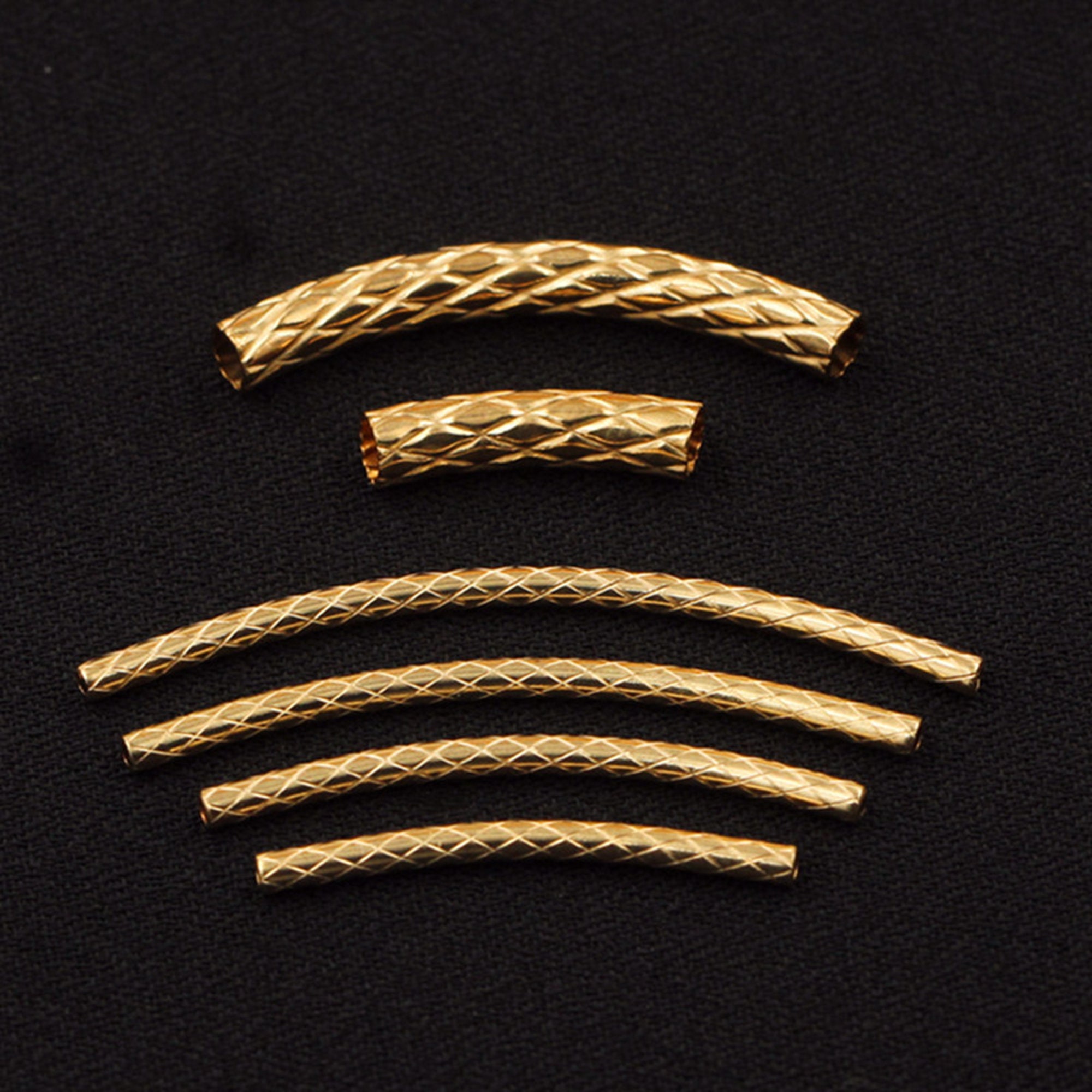 14K Gold Filled Quilted Curve Tubes Gold Filled Curve Tube - Etsy