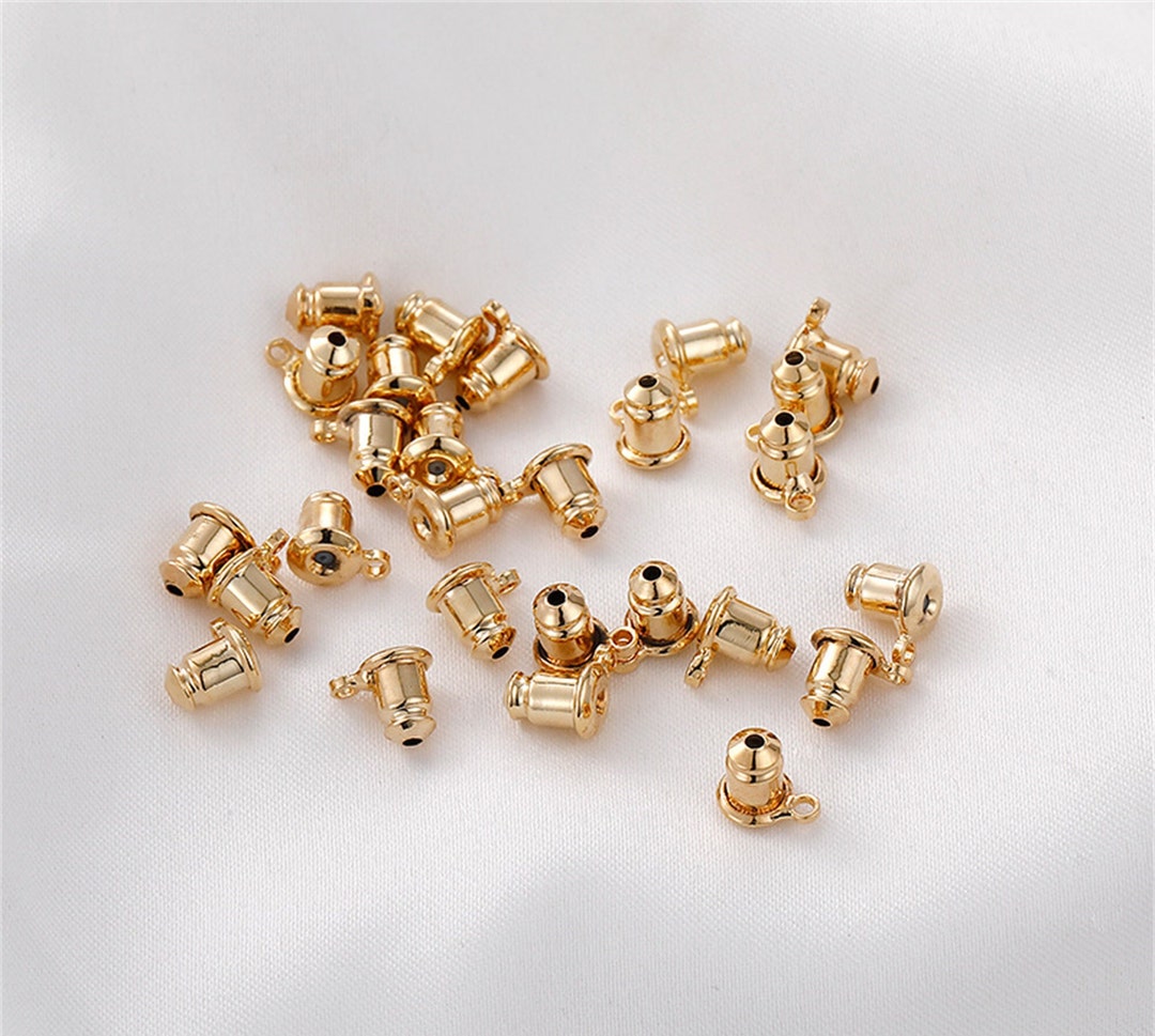 14K Gold Plated Earring Clutch With Loop, 18K Gold Plated Bullet Ear ...