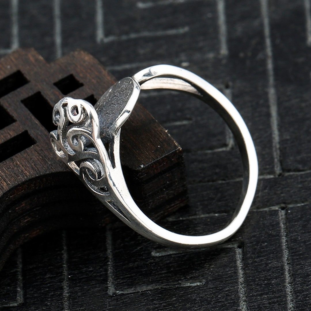 Sterling Silver Ring Setting, S925 Silver Oval Round Bezel Cup Setting ...