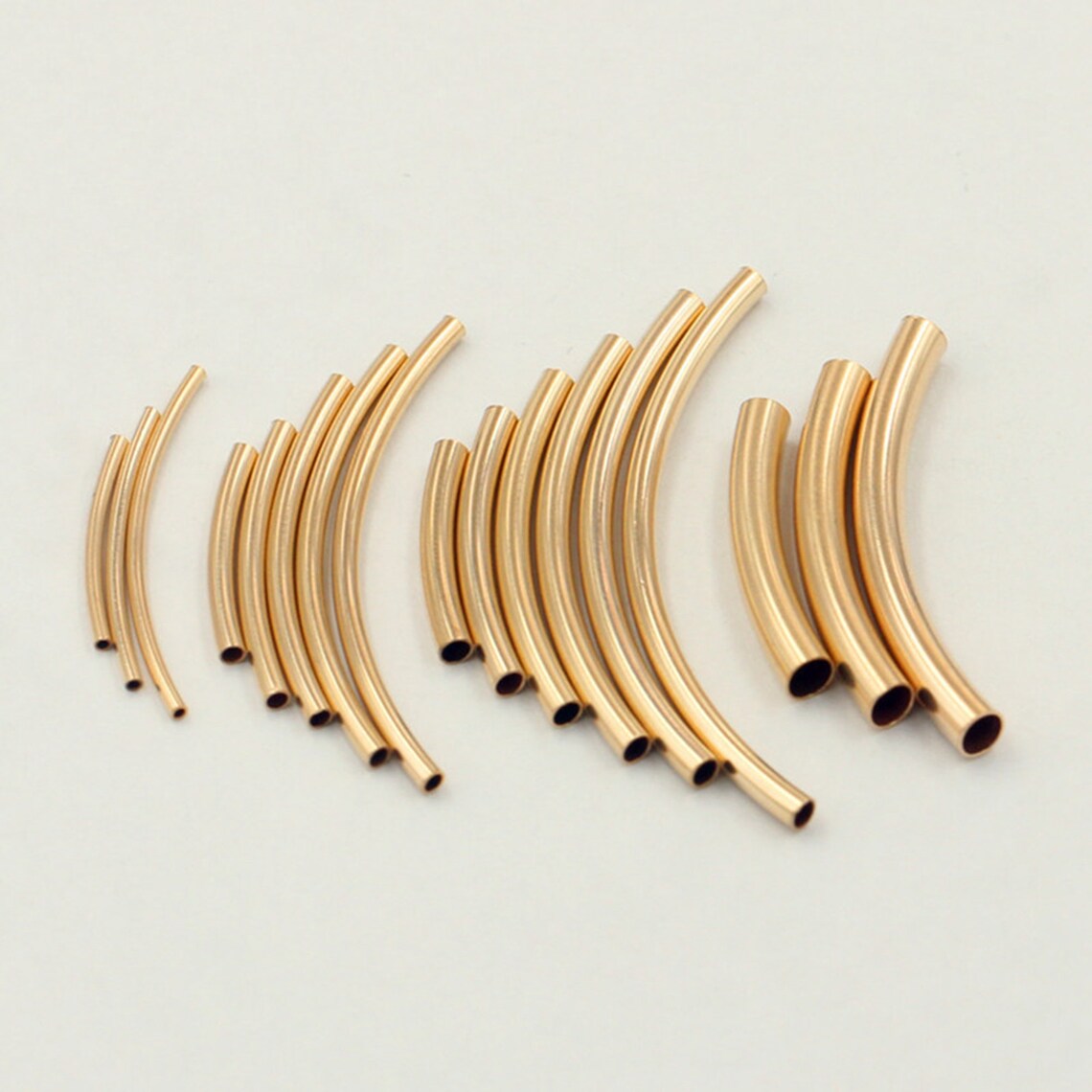 14K Gold Filled Plain Smooth Curve Tubes, Gold Filled Curve Tube Beads ...