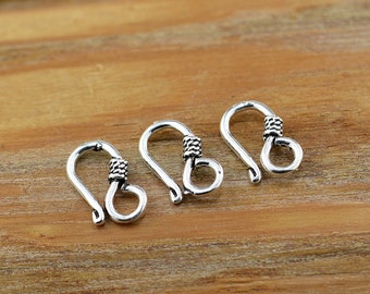 10pcs Sterling Silver W Clasps S999 Silver Hook Clasp for - Etsy