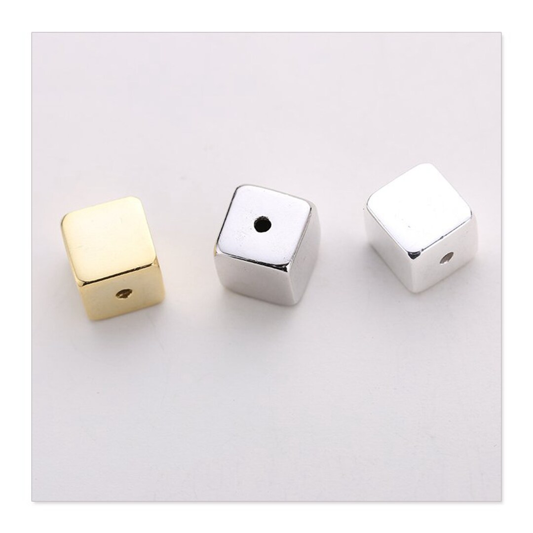 Sterling Silver Cube Beads, Plain Bead, Cubic Bead, Block Bead ...