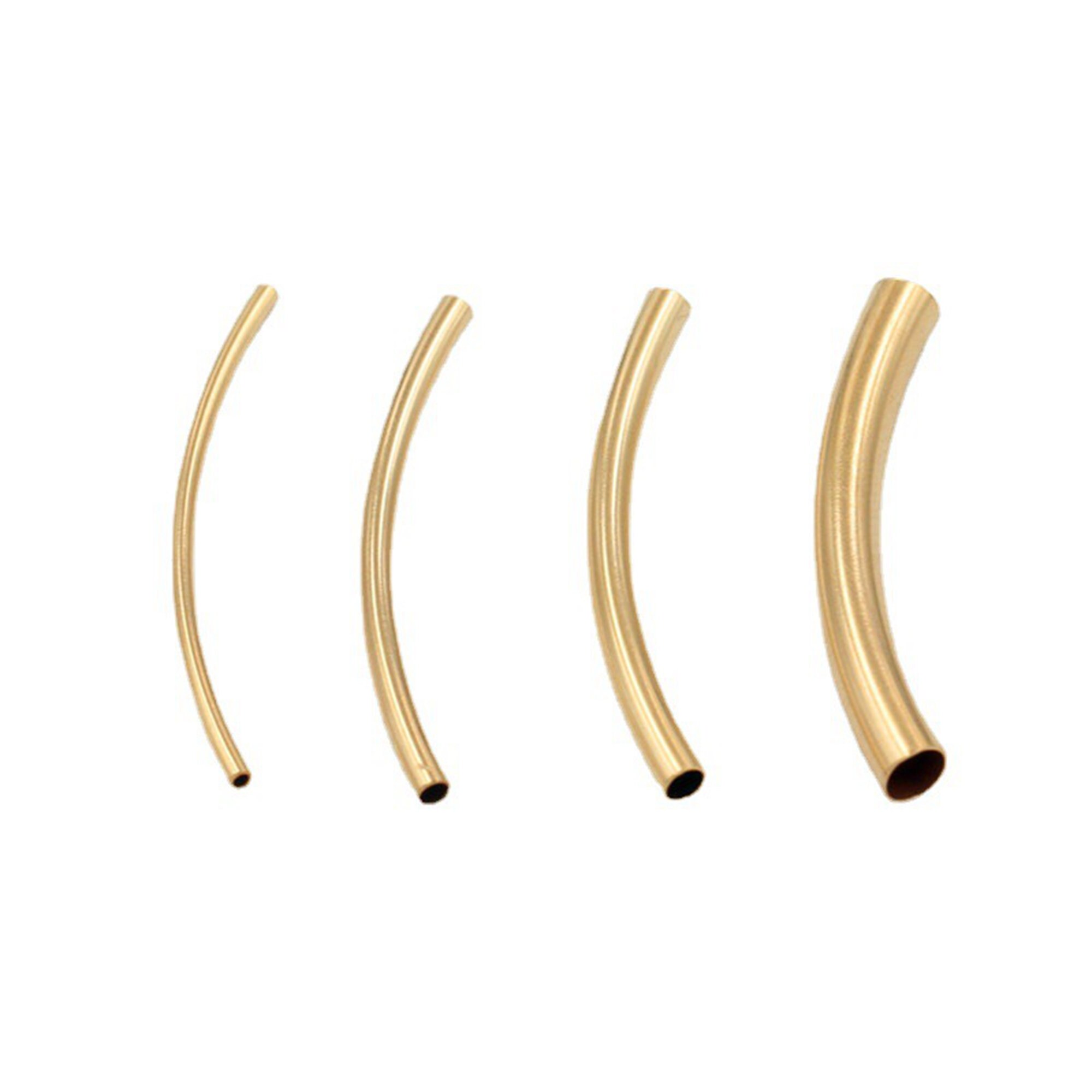 14K Gold Filled Plain Smooth Curve Tubes, Gold Filled Curve Tube Beads ...