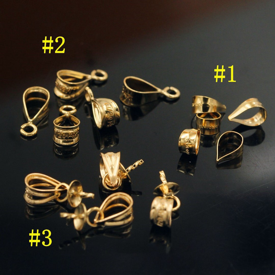 14K Gold Filled Pinch Bails, Gold Filled Charm Bail With Open Loop ...