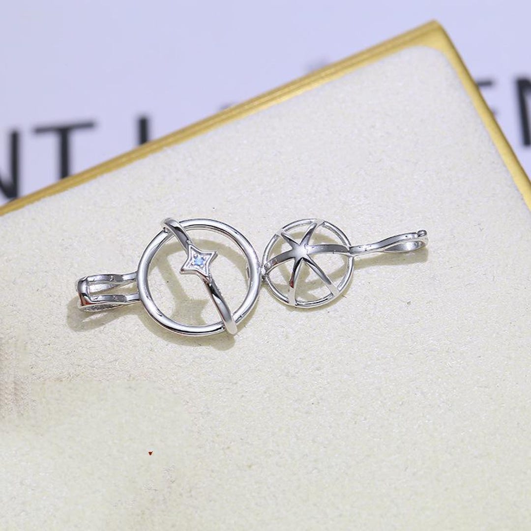 Sterling Silver Planet Pendant Setting, S925 Silver Pearl Cage Pendant ...