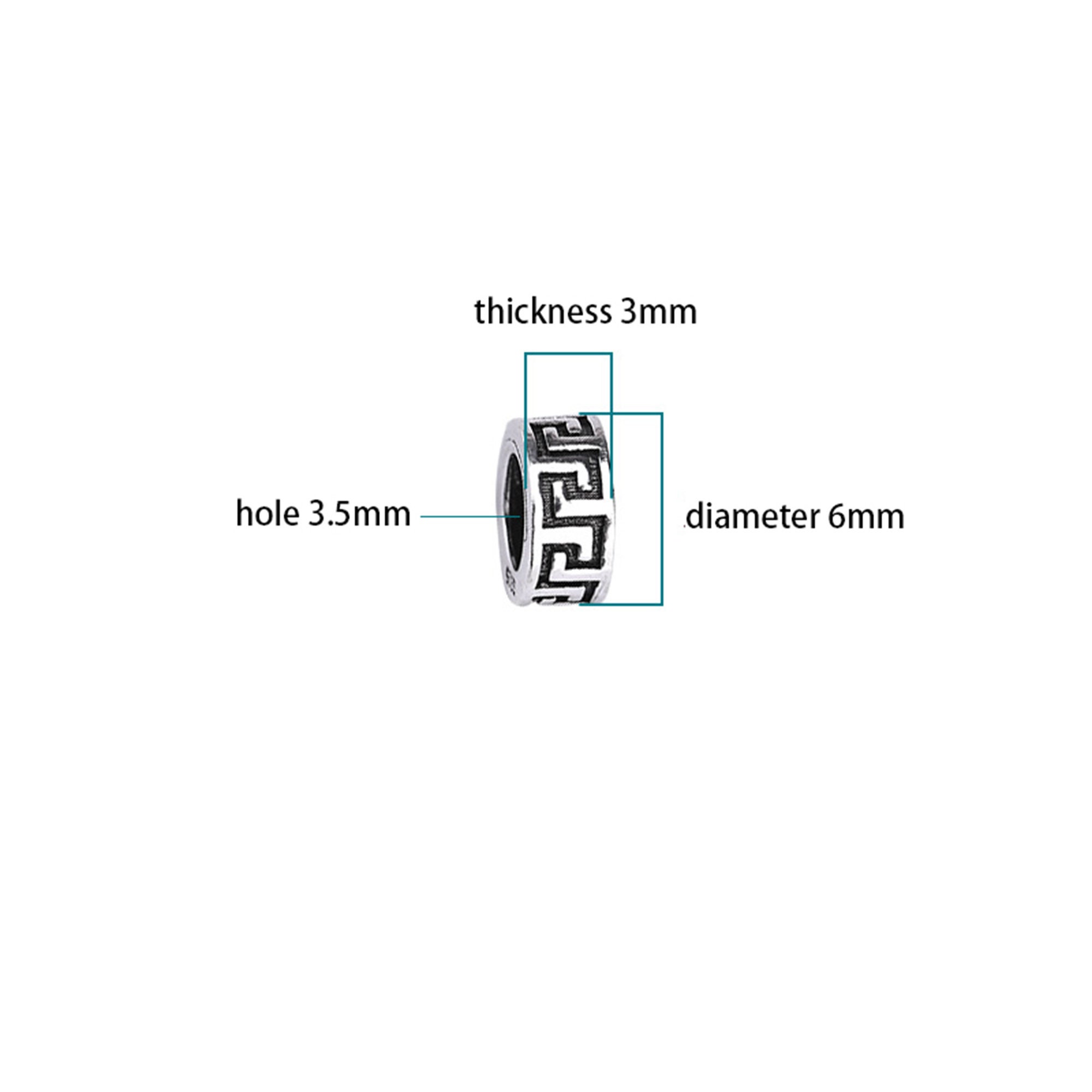 Sterling Greek Key Beads, Meander Bead,greek Pattern Bead,greek Fret ...