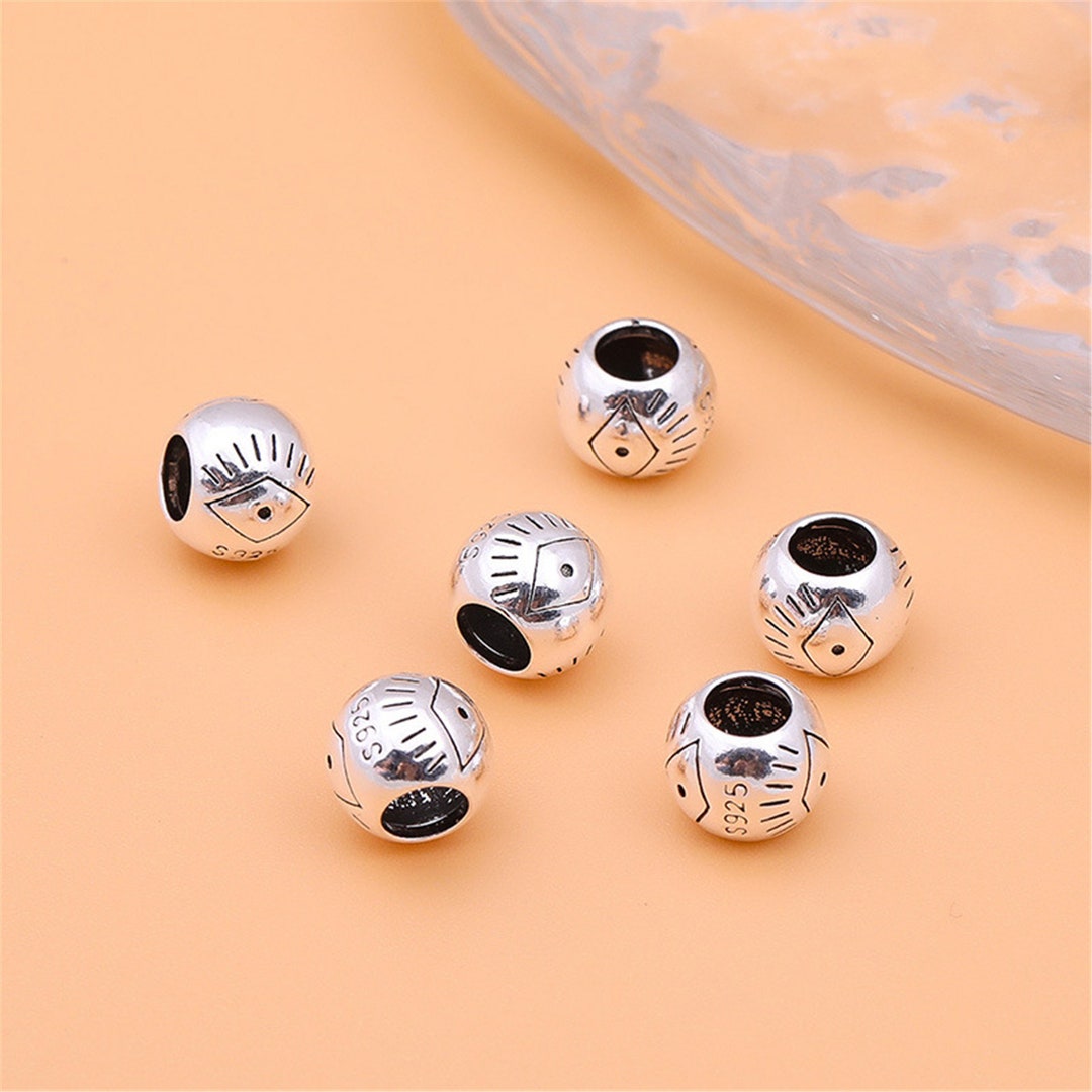 Sterling Silver Eye Imprint Beads, Eye Motif Bead, Eye Print Bead, Eye ...