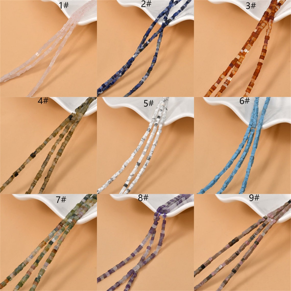 Natural Stone Cube Beads, Quartz Block Bead, Agate Geometric Bead, Opal ...