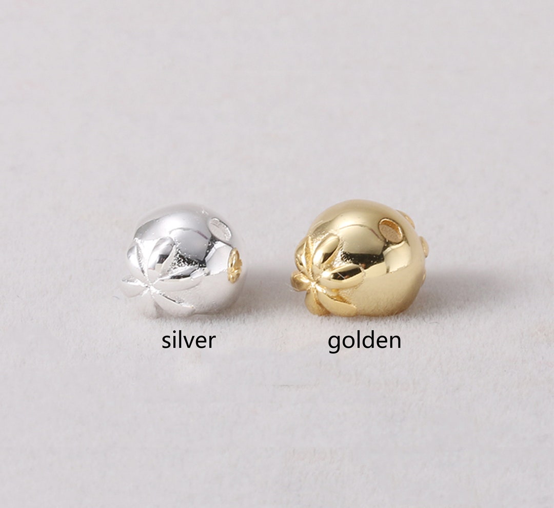 Sterling Silver Semicircle Flower Bead Caps, S925 Silver Floral Beads ...