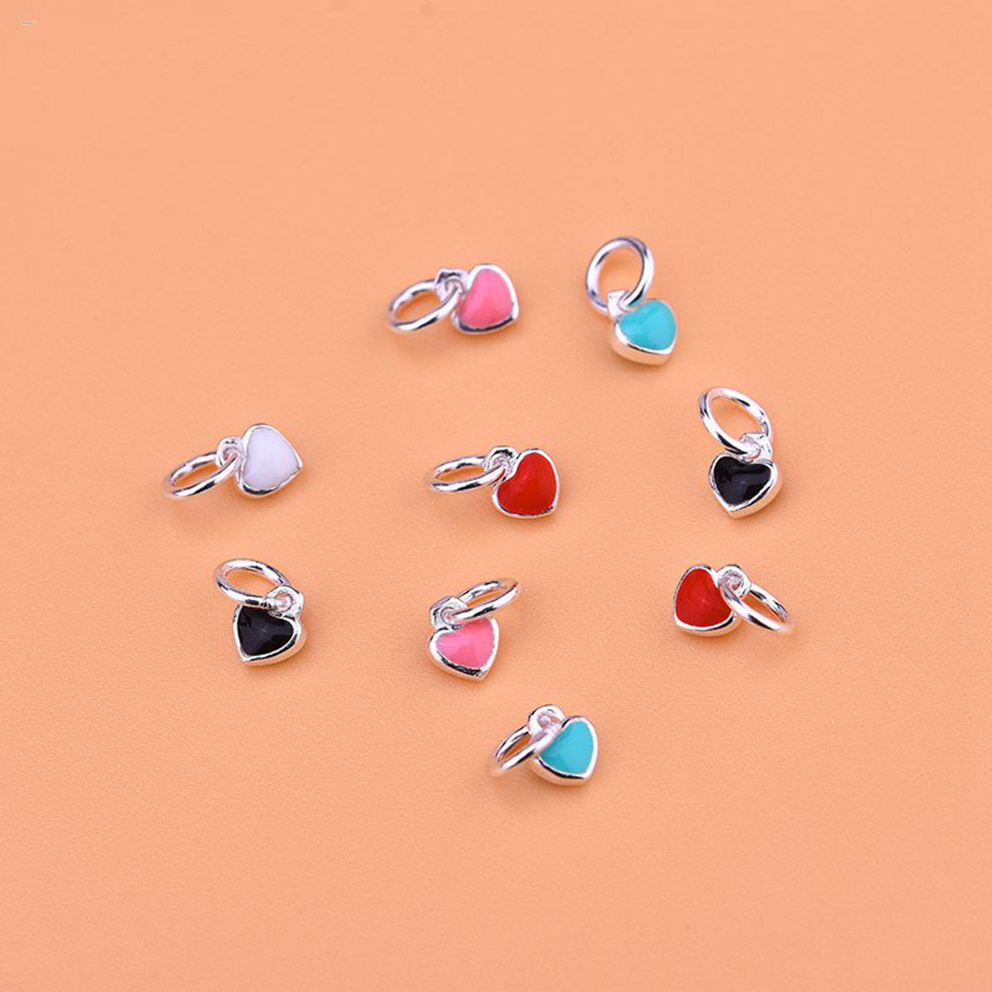 Sterling Silver Enamel Tiny Heart Charm S925 Silver Heart - Etsy