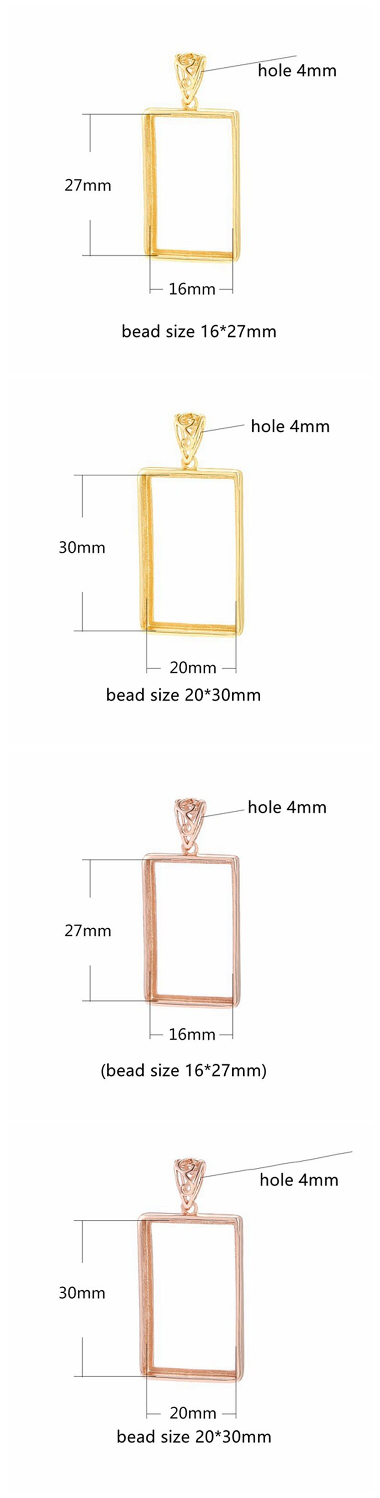 Sterling Silver Rectangle Bezel Pendant Setting, Cabochon Settings ...
