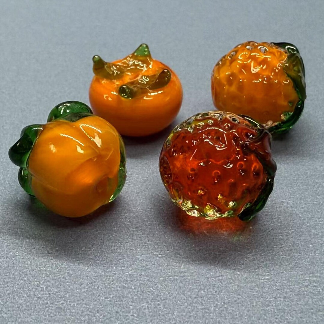 Crystal Glass Orange Beads, Glaze Persimmon Bead, Fruit Bead, Fodd Bead ...