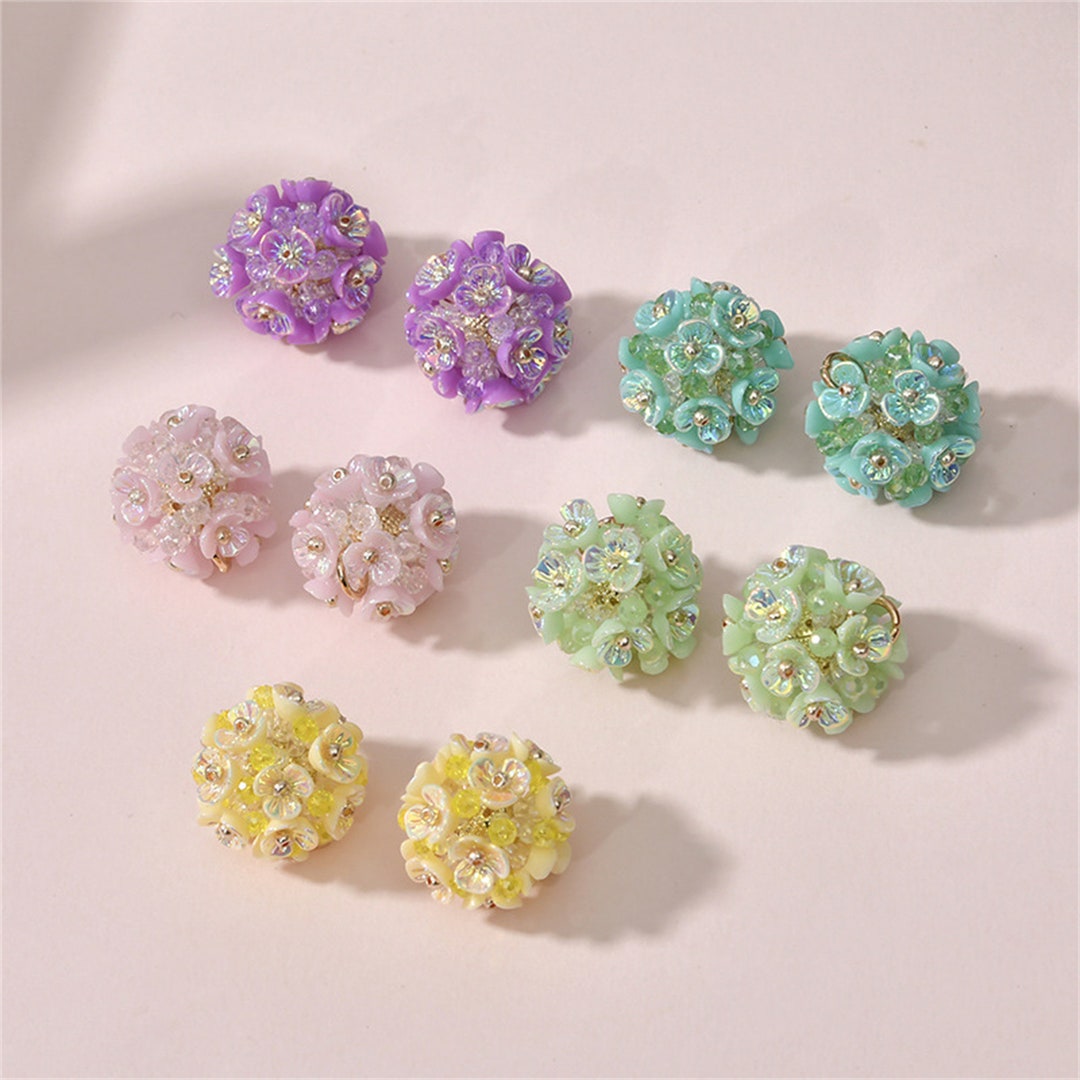 Acrylic Flower Round Beads, Floral Bead, Hydrangea Bead, Garden Bead ...