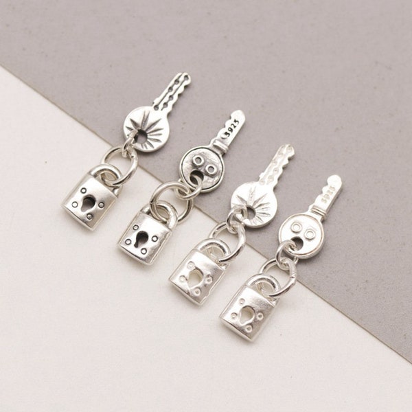 Lock and Key Silver Charm - Etsy