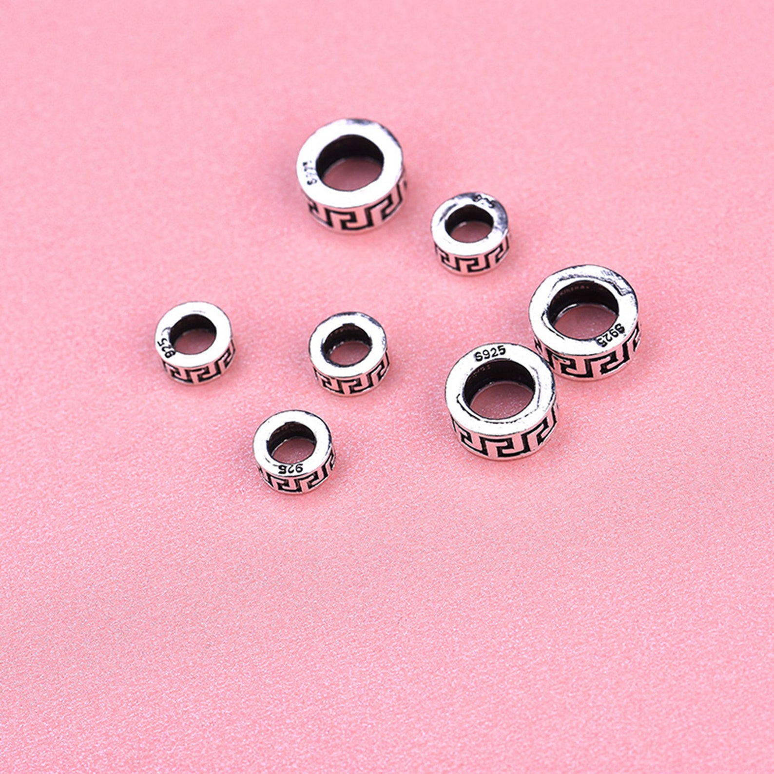 Sterling Greek Key Beads, Meander Bead,greek Pattern Bead,greek Fret ...