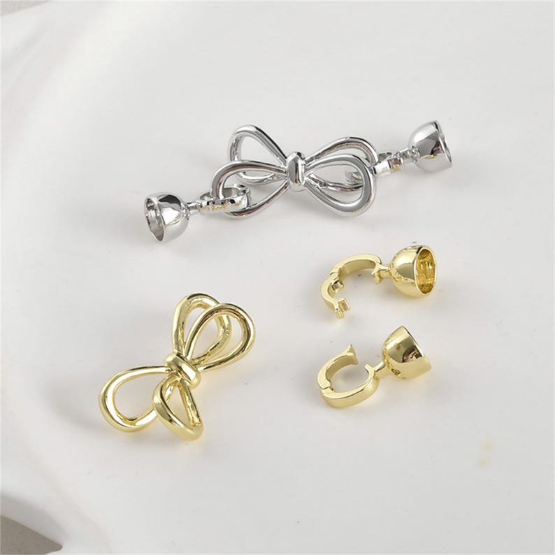 14K Gold Plated Pearl Clasp With Cord End Cap, Gold Tone Pearl Clasp ...