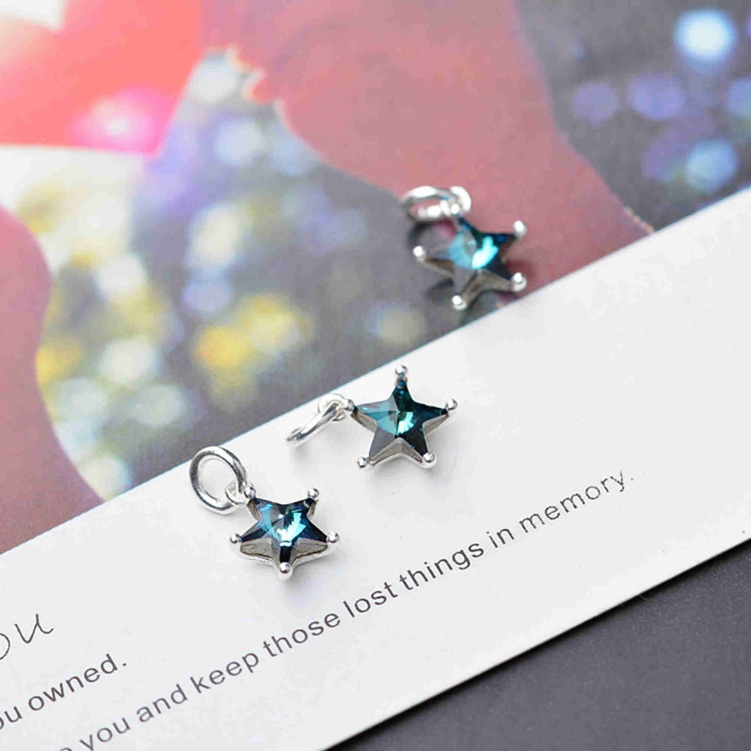 Sterling Silver Blue Star Charm Pendant, Celestial Bracelet, Night Sky ...