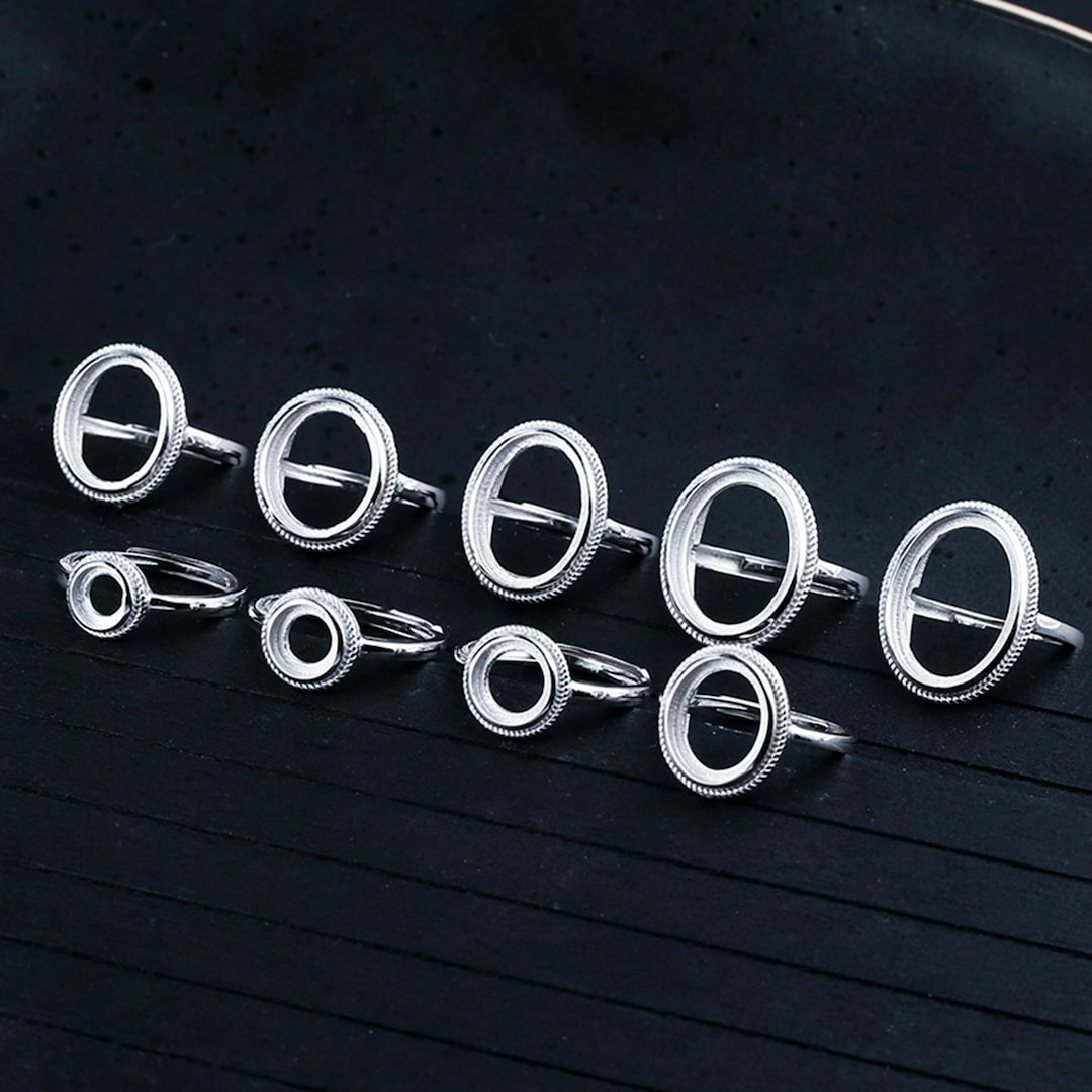 Sterling Silver Ring Setting, S925 Silver Oval Bezel Cup Setting ...