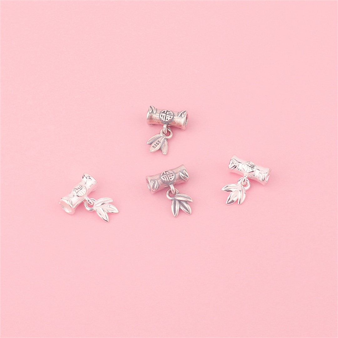 Sterling Silver fu Bamboo Leaf Curve Tube Beads, Ethnic Bead, Statement ...