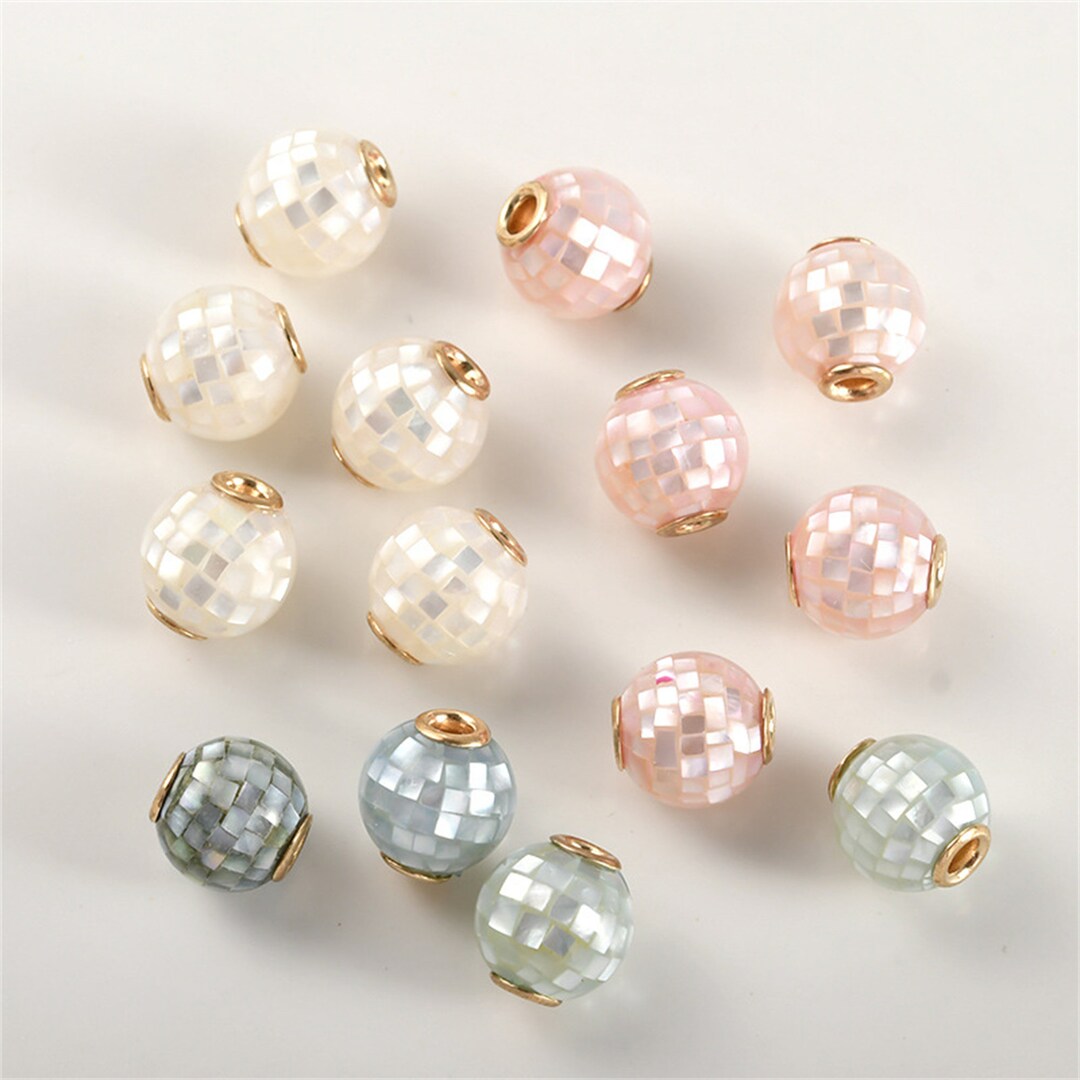 Natural Mother of Pearl Shell Beads, Colorful Round Shell Bead, Lantern ...
