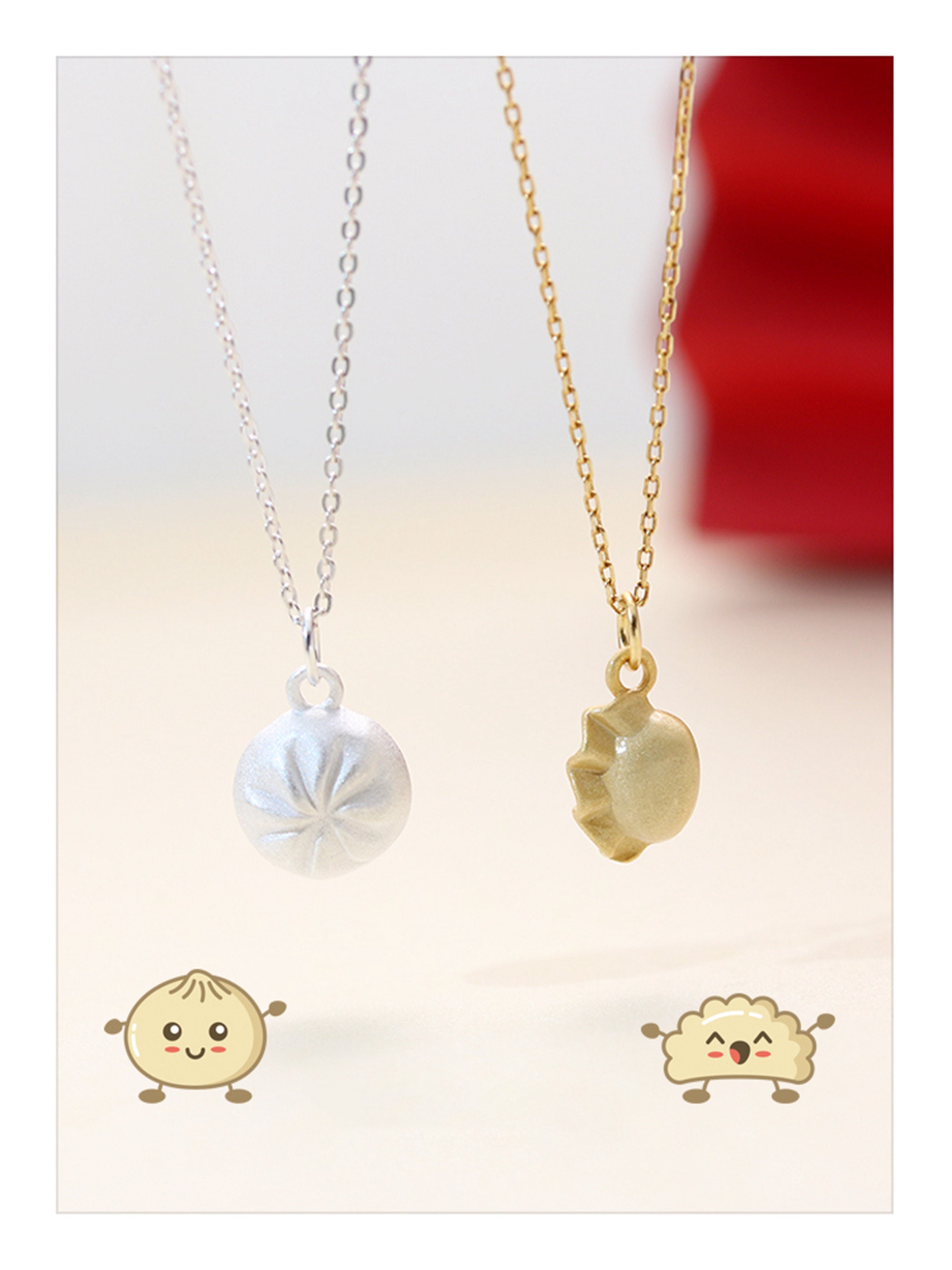 Sterling Silver Dumpling Charm Pendant, Food Jewelry, Steamed Stuffed ...