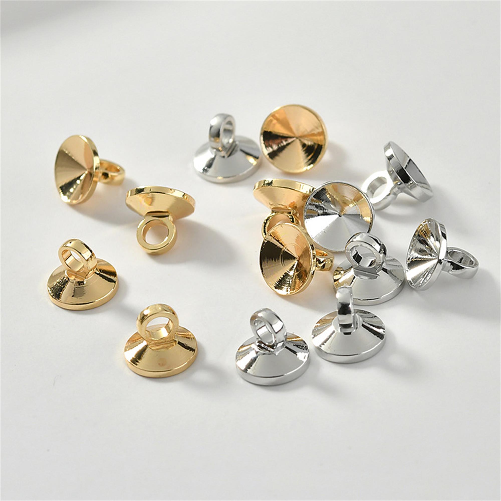 18K Gold Plated Bead End Cap With Loop,bead Cap,round Pendant Cap for ...