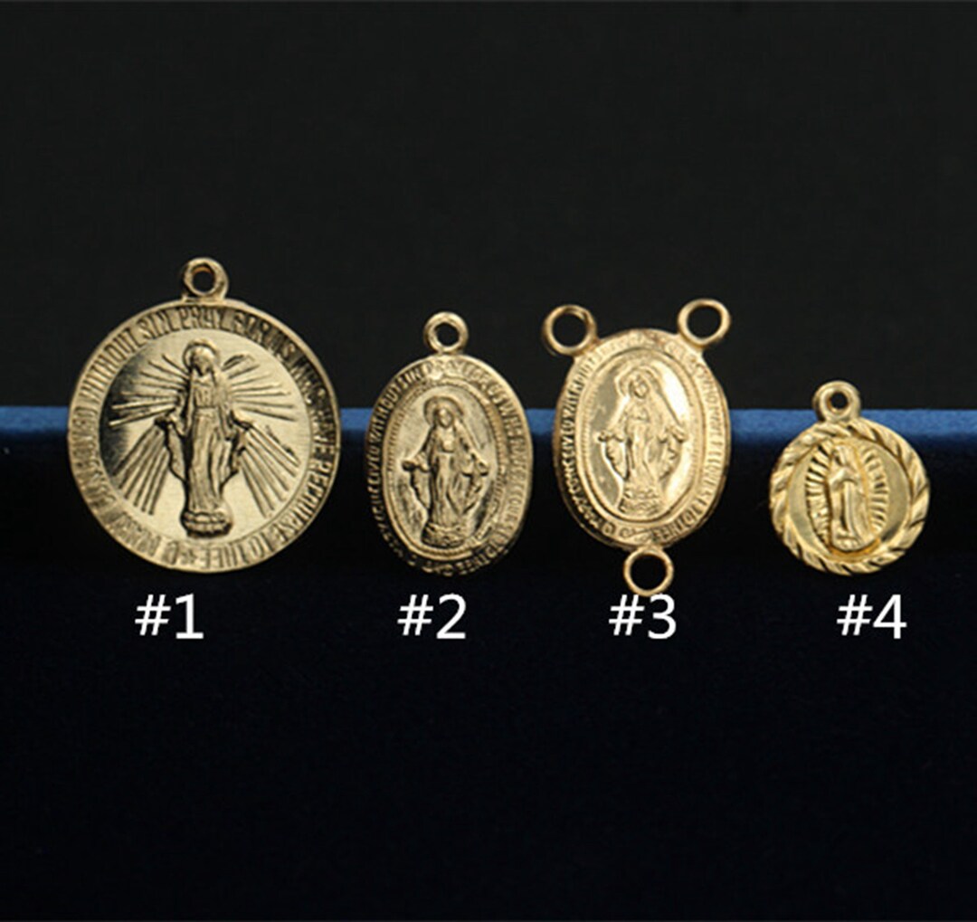 14K Gold Filled Our Lady of Guadalupe Virgin Mary Round Circle Charm ...