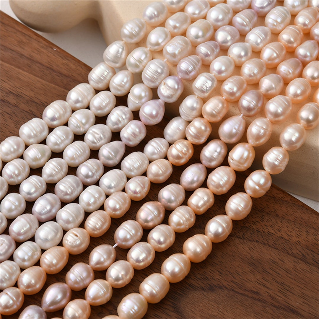 Genuine Natural Freshwater Rice Pearls Beads, Threaded Pearl Beads ...