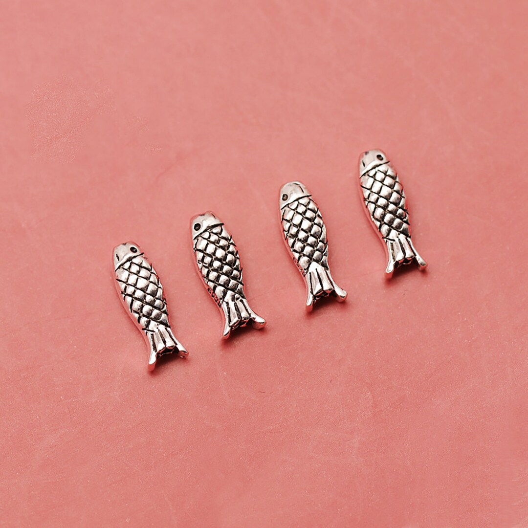 Sterling Silver Fish Beads, Carp Fish Bead, Koi Fish Bead, Pond Life ...