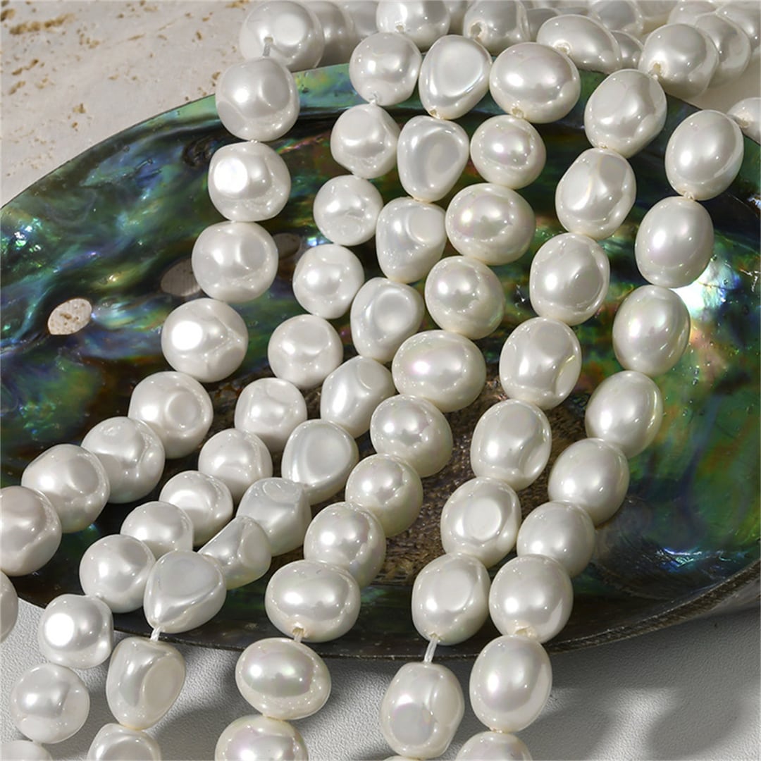 White Natural Mother of Pearl Shell Beads, Irregular Shell Bead, Smooth ...