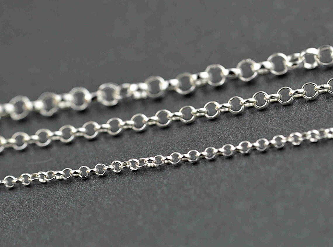Sterling Silver Oval Rolo Chain S925 Silver Oval Belcher - Etsy