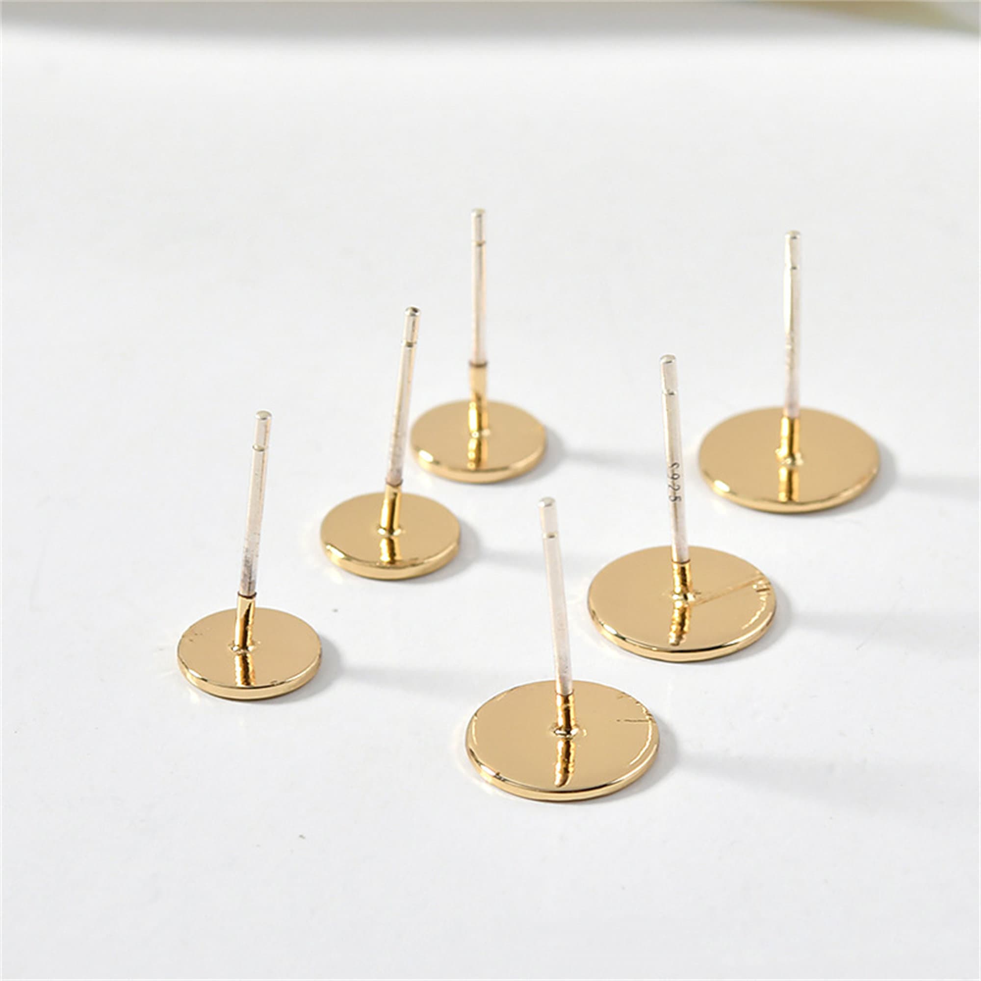 Gold Plated Flat Round Earring Posts, Earring Post for Jewelry Making ...