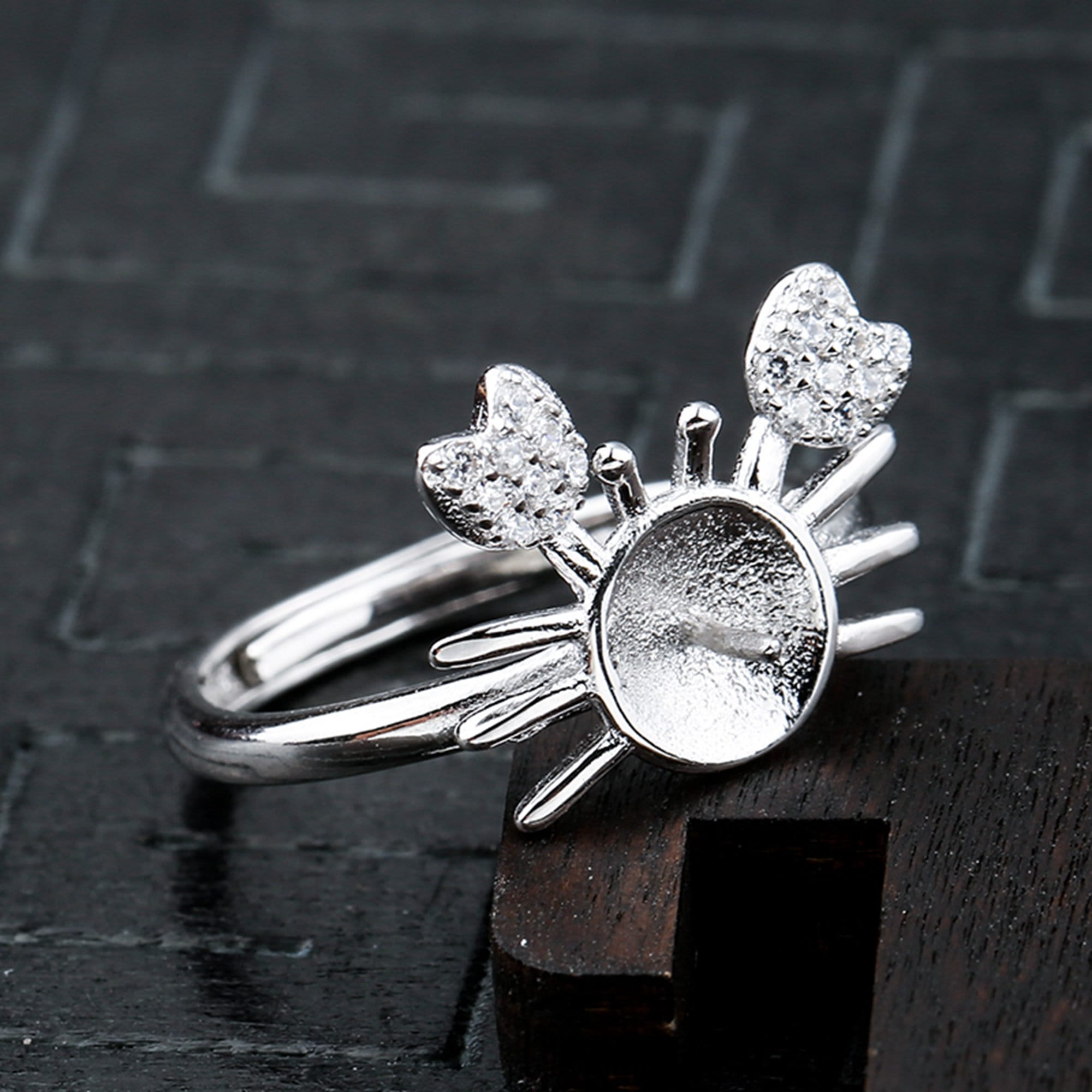 Sterling Silver Crab Ring Setting, S925 Silver Ring Setting, Sterling ...