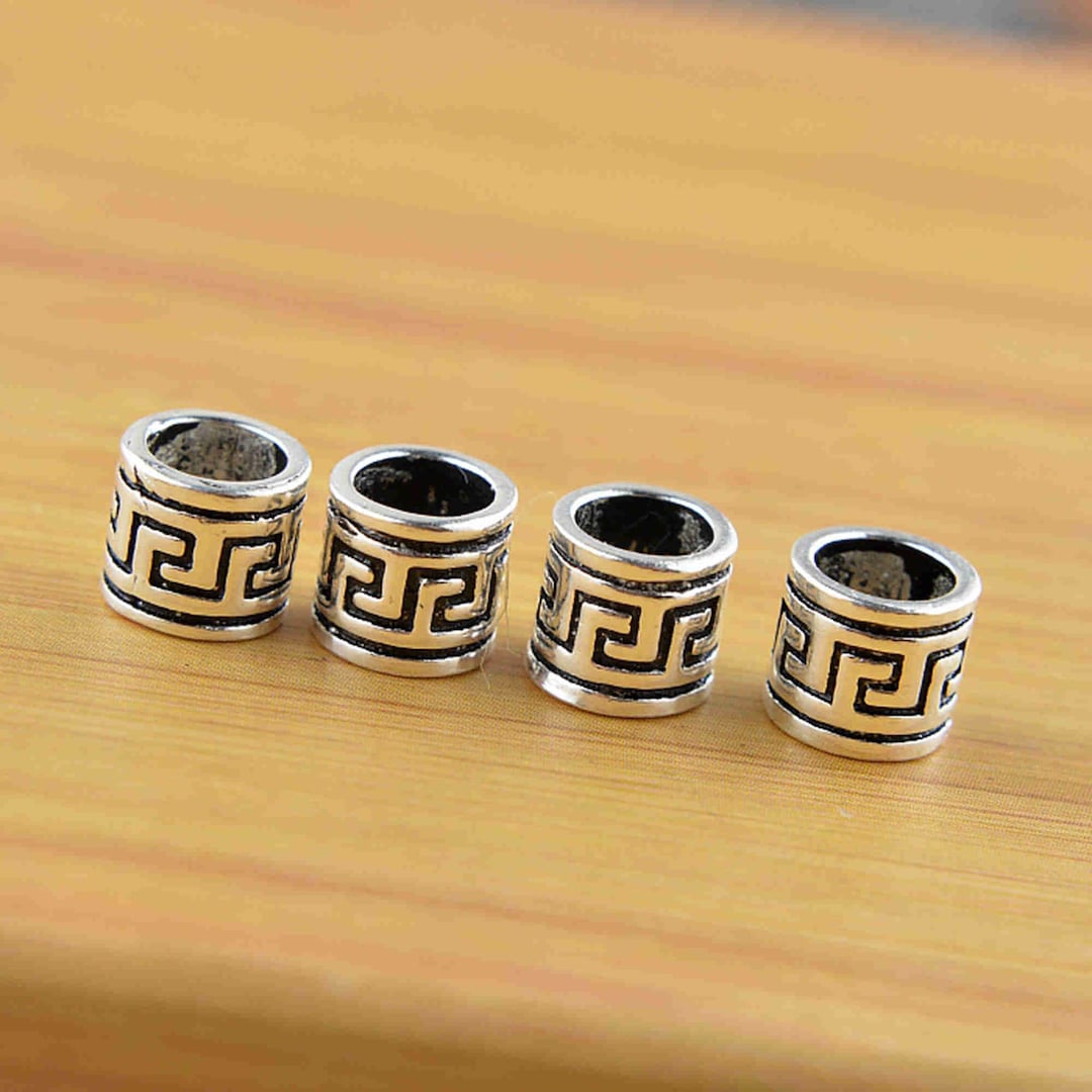 Sterling Silver Greek Key Tube Beads, Meander Bead, Greek Pattern Bead ...