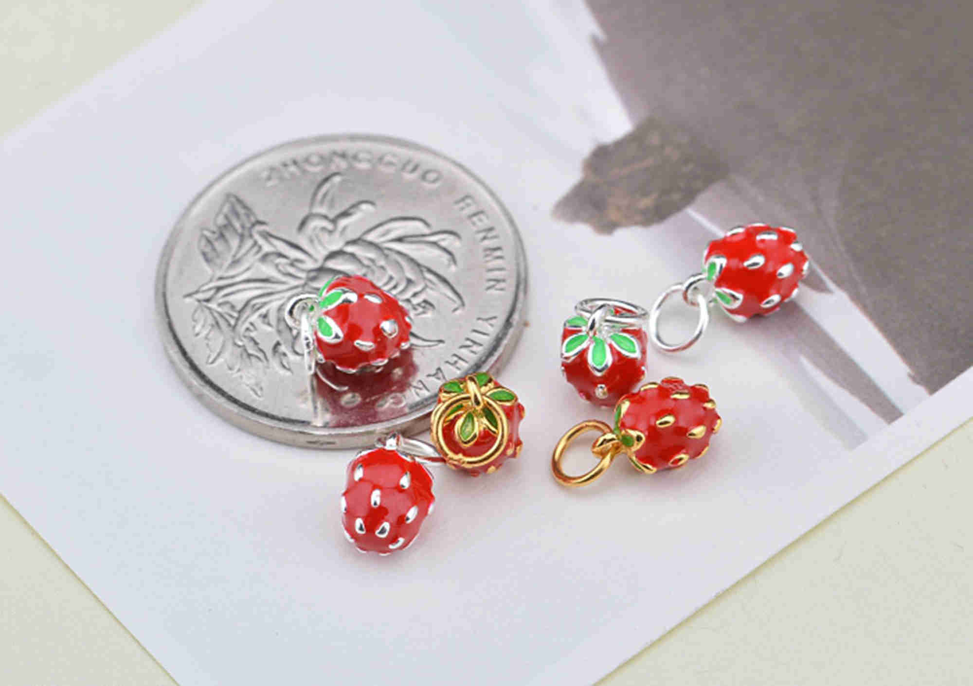 Sterling Silver Strawberry Charm S925 Silver Strawberry Charm - Etsy