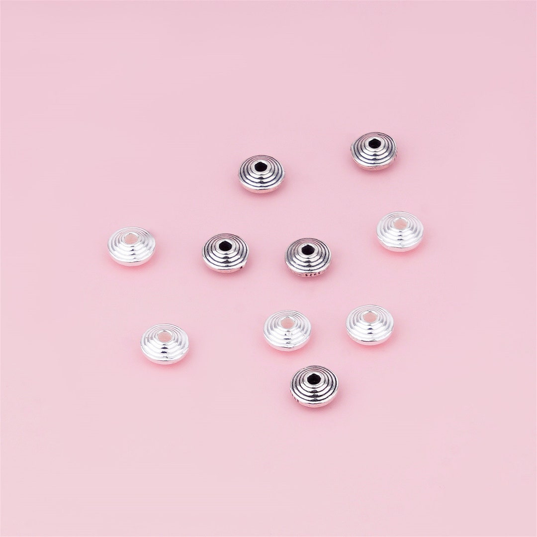 Sterling Silver Saucer Beads, S925 Silver Disc-shaped Beads, Flat Round ...