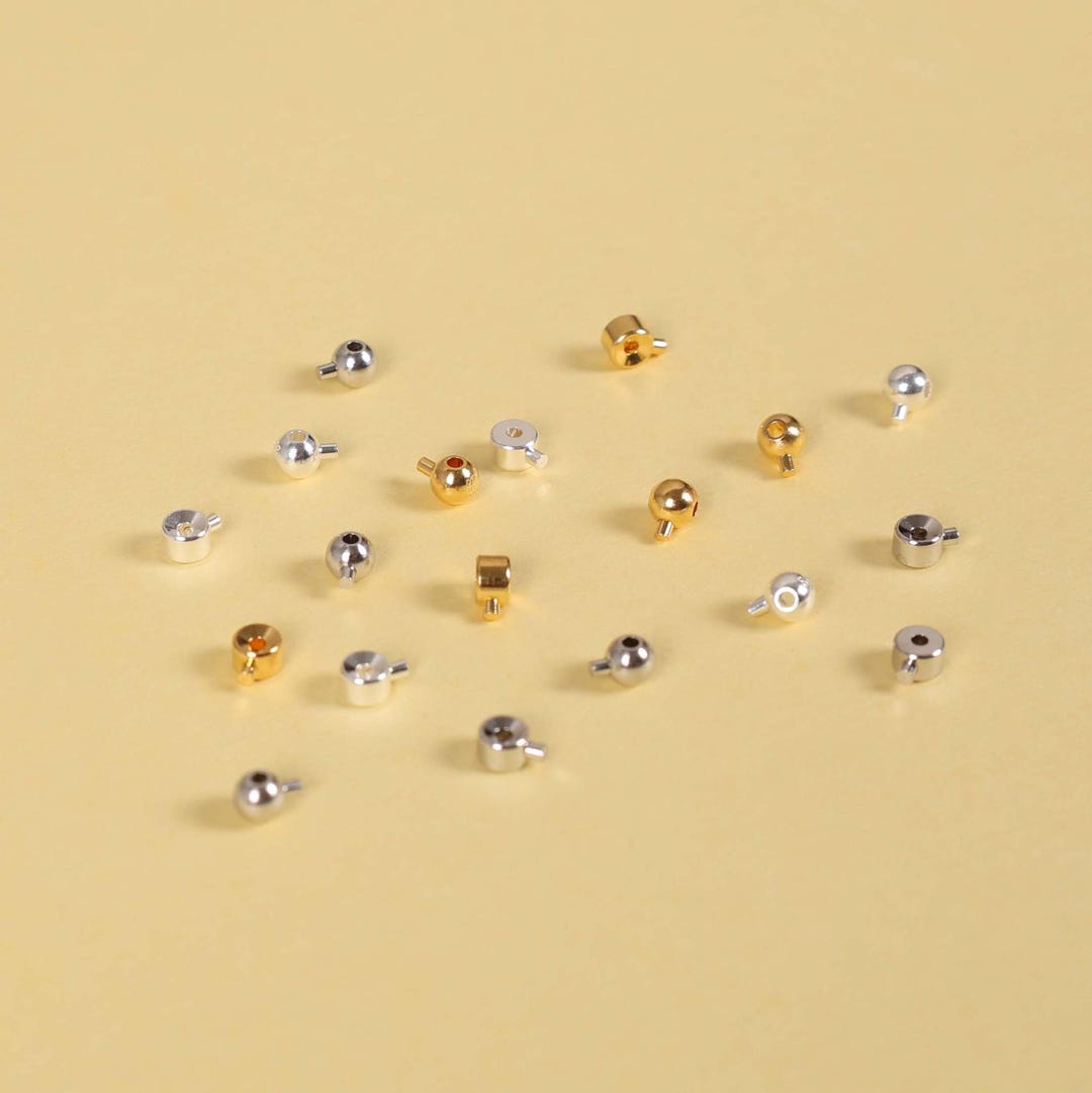 Sterling Silver Crimp End Beads, S925 Silver Round End Crimp Beads for ...