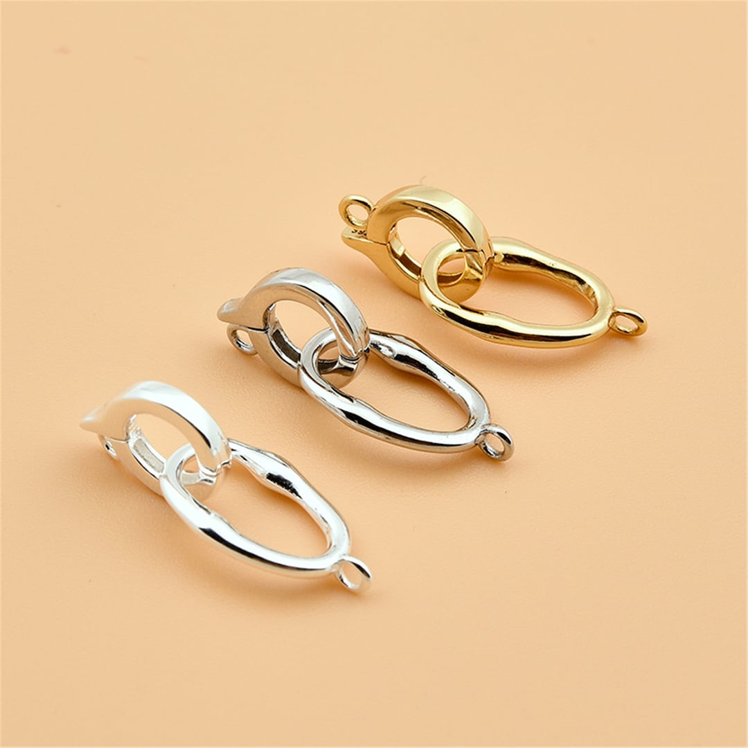 Sterling Silver Round Push Gate Clasp, S925 Silver Spring Gate Clasp ...