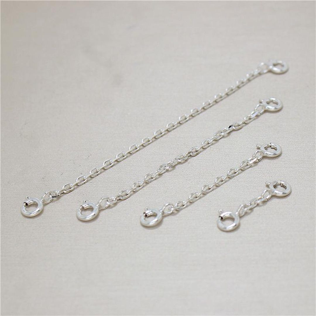 Sterling Silver Cable Chain Extensions With Spring Clasp, 925 Silver ...