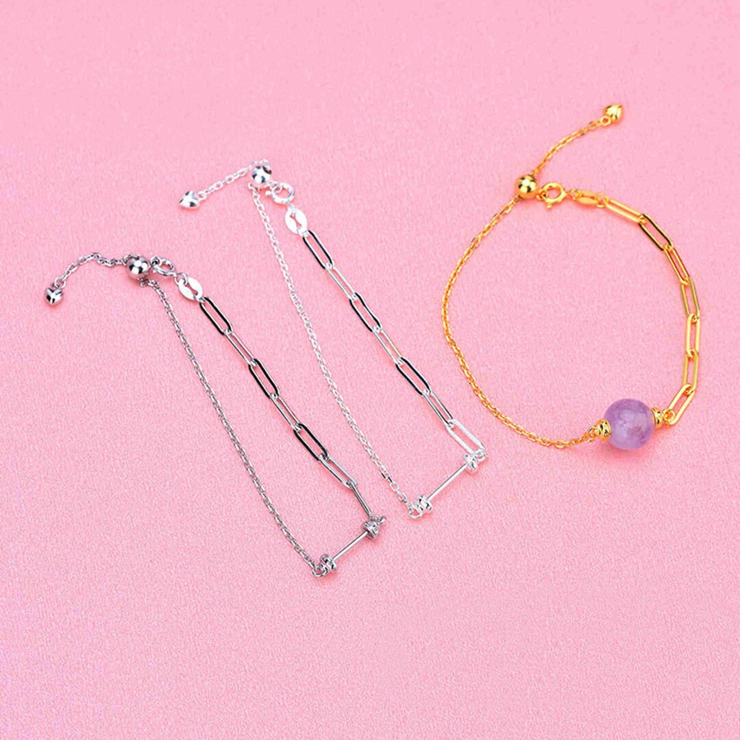 Sterling Silver Adjustable Bracelet Cable Chain,925 Silver Bracelet W ...