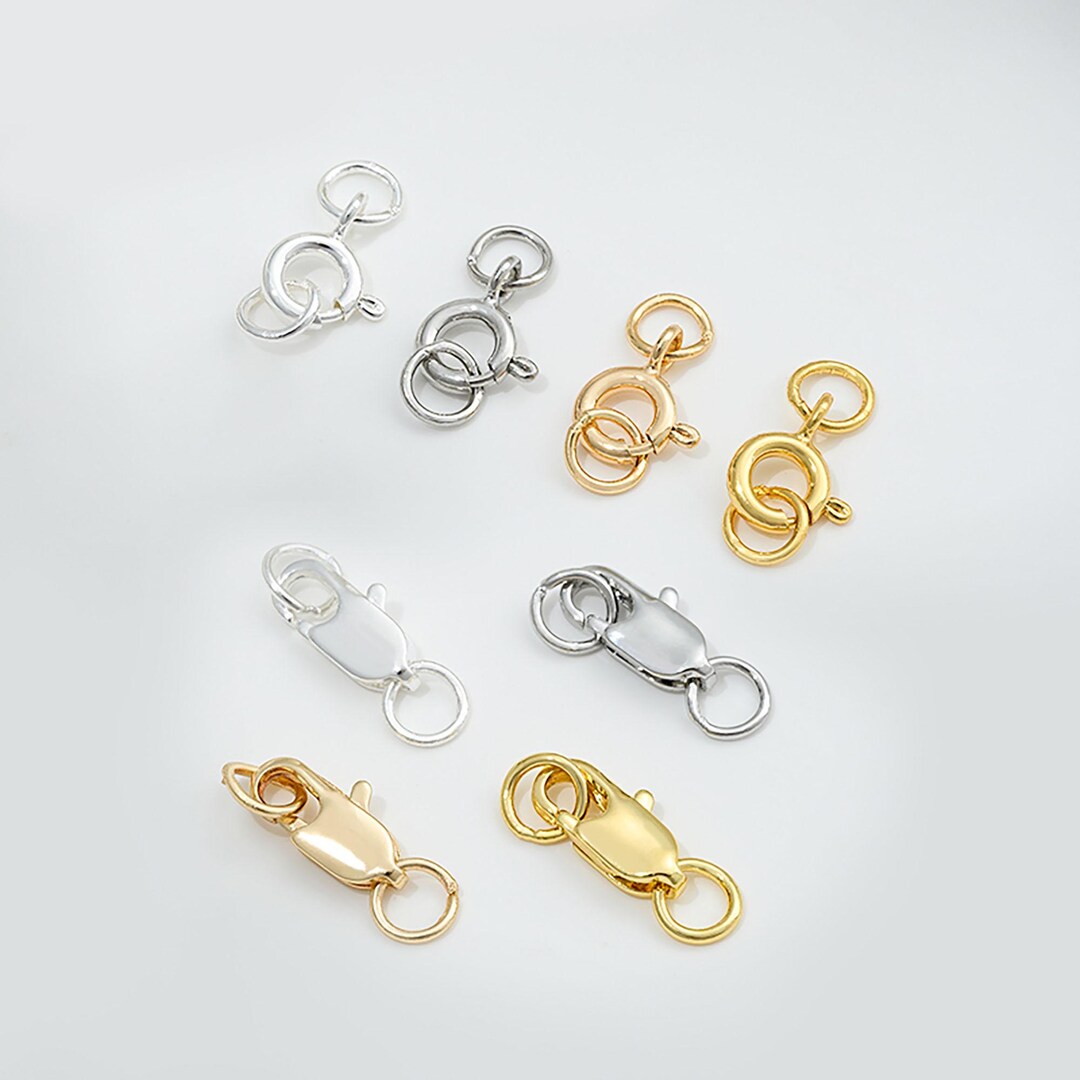 14K Gold Plated Lobster Clasp With Double Closed Jump Ring, Lobster ...