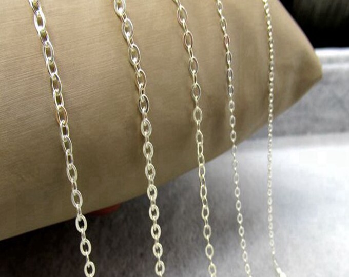 Sterling Silver Flat Cable Chain, Bulk Hammered Cable Chain, Unfinished ...