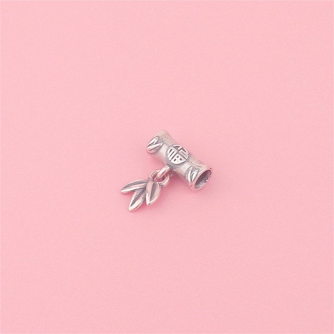 Sterling Silver "fu" Bamboo Leaf Curve Tube Beads, Ethnic Bead ...